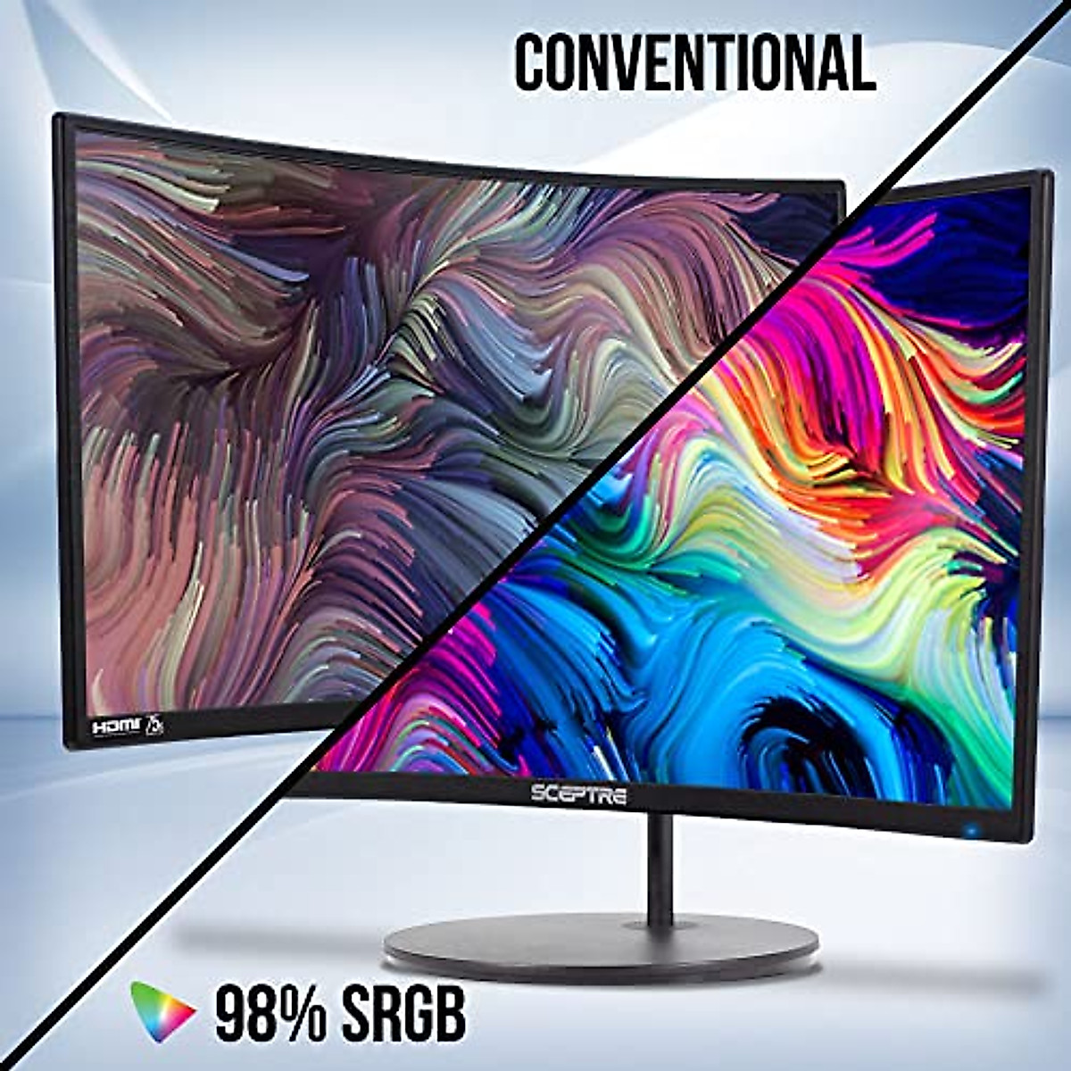 Sceptre Curved 24" 75Hz Professional LED Monitor 1080p 98% sRGB HDMI VGA Build-in Speakers, Machine Black 2021