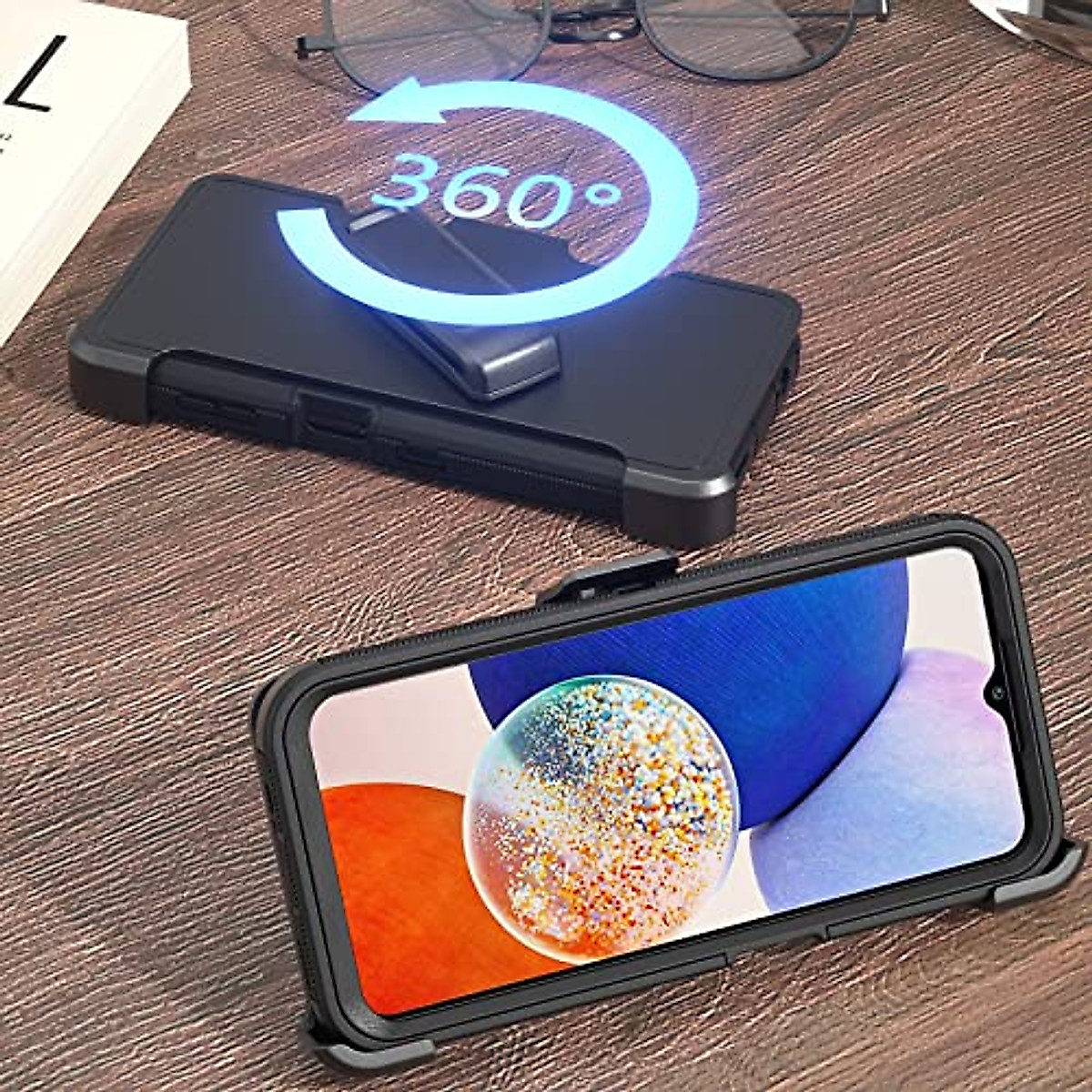 TASHHAR Phone Case for Samsung Galaxy A14 5G case,Heavy Duty Hard Shockproof Armor Protector Case Cover with Belt Clip Holster for Samsung A14 5G 2023 Phone Case (Black)