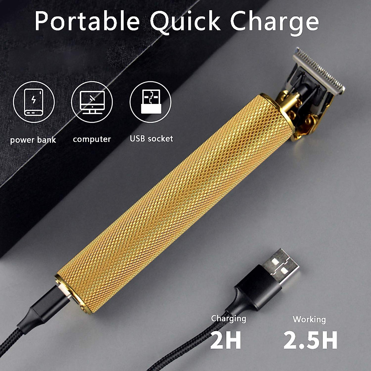 XASMA Professional Hair Clippers for Mens Zero Gapped Cordless Hair Trimmer Professional Haircut & Grooming Kit for Men Rechargeable LED Display (Gold)