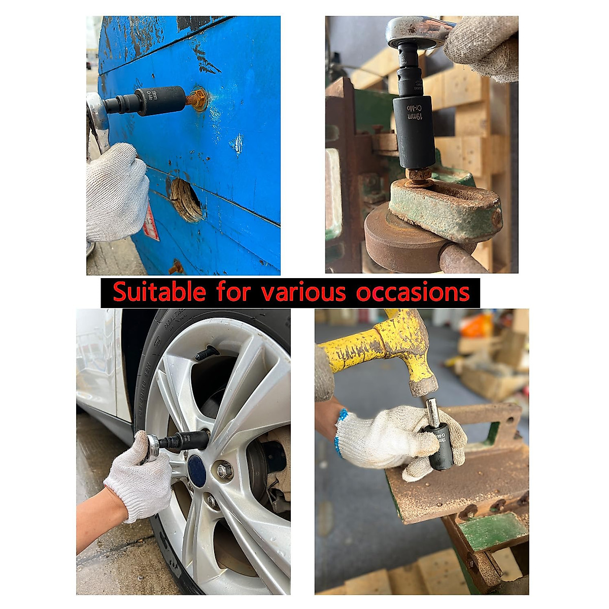 LONKER 6PCS Lug Nut Bolt Extractor Set, Twist Socket Set 1/2" Drive Rounded Bolt & Stripped Lug Nut Remover Socket Tool Kit