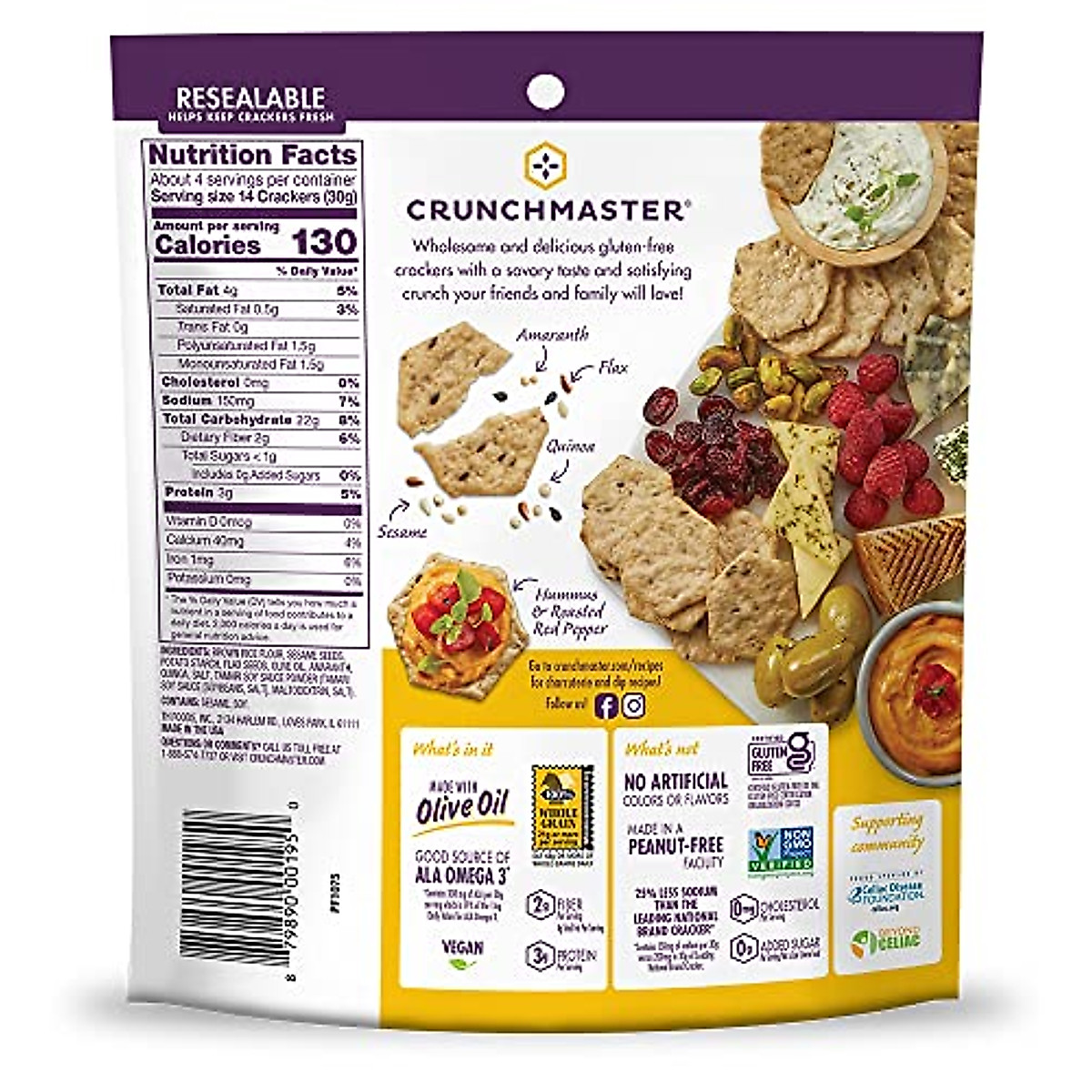Crunchmaster Multi-Seed Gluten-Free Original, 4 Ounce (Pack of 12)