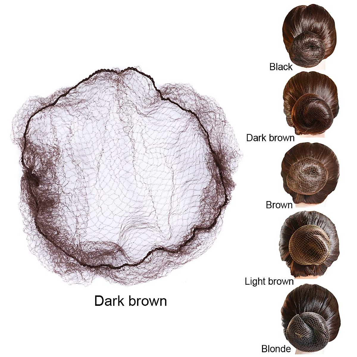50 Pcs Hair Net 20 Inch Invisible Elastic Mesh Wig Hairnet for Bun Hair Making Food Service Workes (Bulk Packing,Dark Brown)