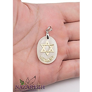 Star of David Pearl Pendant Mother of Pearl Israel Magen David Amulet Jerusalem