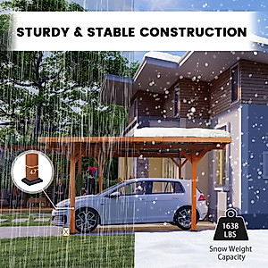 Beneouya 18.3 x 12.6 x 7.8 FT Heavy Duty Wooden Carport, Outdoor Carport Garage Shelter with Steel Roof, Hardtop Gazebo Pergola for Parking Vehicles, Boats on Patio, Garden