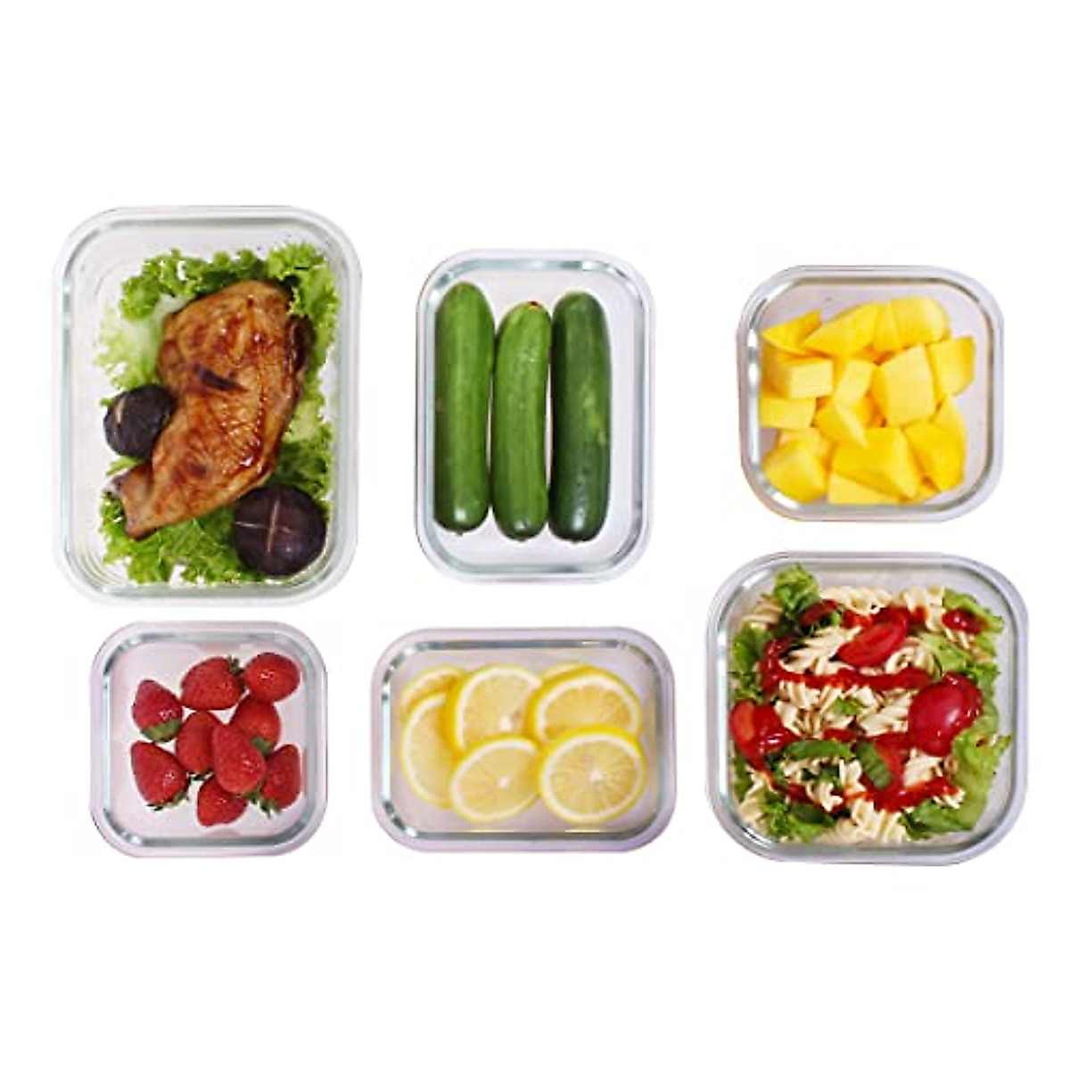 16 Piece Airtight Food Containers + 1 Glass Tumbler -Includes a Wooden Lid, Glass Straw, Cleaning Utensil, Lids Leakproof Microwave Oven Freezer Dishwasher Safe Containers Borosilicate Glass Set