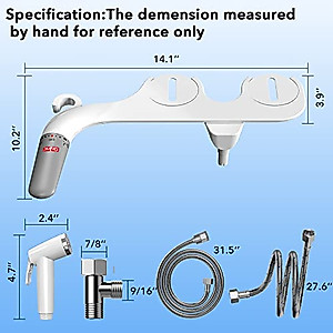 DEANIC 2-in-1 Bidet Attachment for Toilet Bath Bidet Sprayer, Ultra-Slim Toilet Bidet Sprayer Attachment, Adjustable Cold Fresh Water Pressure,Non-Electric Bidet Toilet Seat