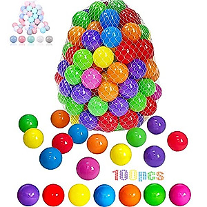 LANGXUN 100pcs Soft Plastic Ball Pit Balls - Plastic Toy Balls for Kids - Ideal Baby Toddler Ball Pit, Ball Pit Play Tent, Baby Pool Water Toys, Kiddie Pool, Party Decoration, Photo Booth Props