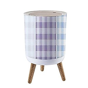 Trash Can with Lid Plaid Shirt Crossed Lines Vintage Seamless paterns Set Plaid Tartan Wood Small Garbage Bin Waste Bin for Kitchen Bathroom Bedroom Press Cover Wastebasket 7L/1.8 Gallon
