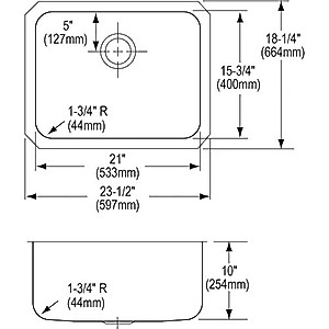 Elkay ELUH211510 Lustertone Classic Single Bowl Undermount Stainless Steel Sink
