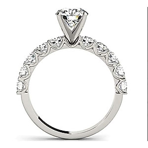 14k White Gold 2 1/2 Ct Diamond Round-Cut Engagement Ring Matching Wedding Band Set Women's