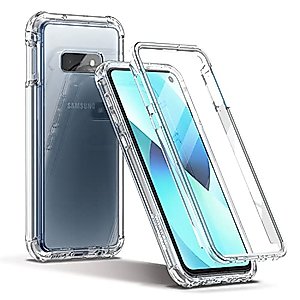 SURITCH Clear Case for Samsung Galaxy S10e,【Built in Screen Protector】【Support Wireless Charging】Hybrid Protection Hard Shell+Soft TPU Bumper Rugged Case Shockproof for Samsung S10e 5.8" (Clear frame)
