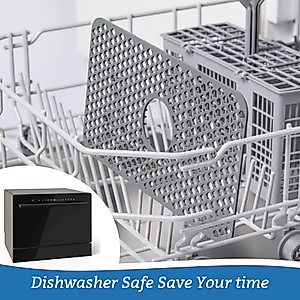 Silicone Sink Mats, Center Drain Kitchen Sink Protectors Grid Accessory, Flexible and Heat Resistant Non-slip Porcelain Sink Saver for Bottom Ceramic RV Large Sink (24.5" x 12.8")-grey