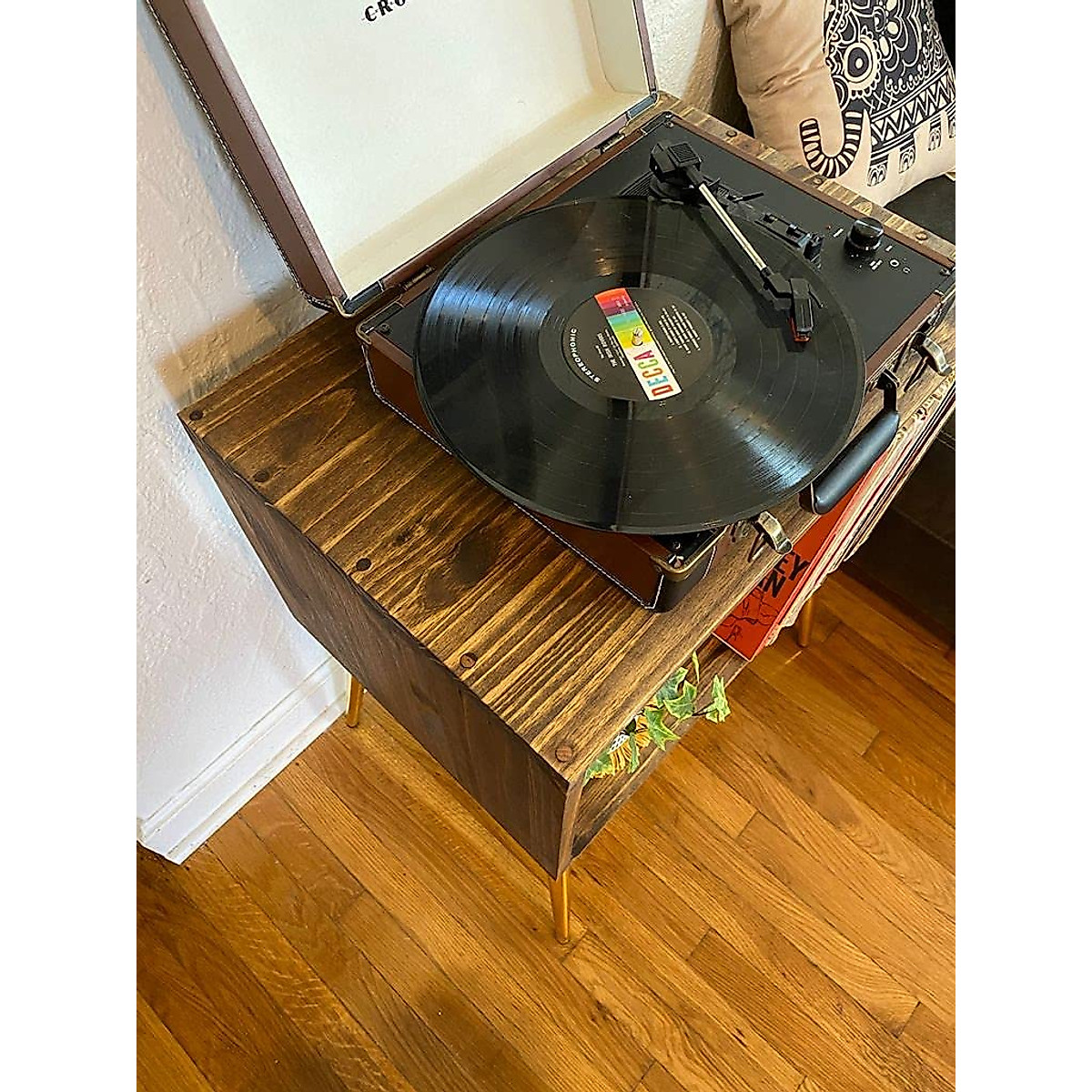 Table for Record Player Stand Cabinet MCM Mid Century Modern Metal Golden Legs Active Restock requests: 0
