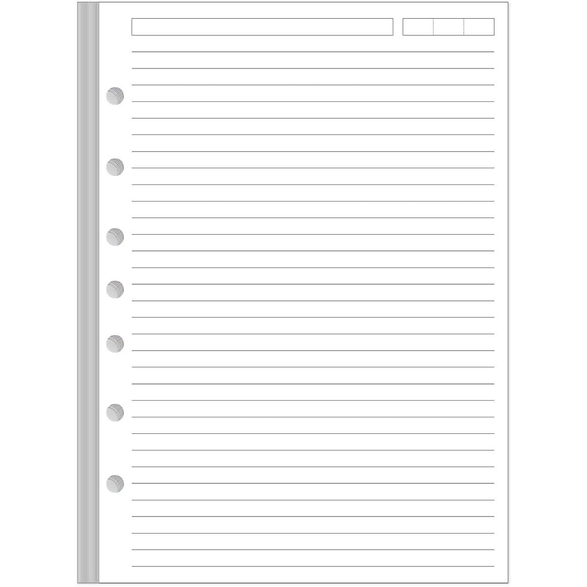 A5 Lined Refill Paper - 100 Sheets/200 Pages Loose Leaf Paper for Filofax Planner, Organizer, Binders, 7-Hole Punched, 100gsm Ruled White Pages, 5.8" x 8.2" (White)