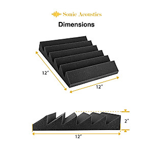 Fstop Labs Acoustic Foam Panels 12" X 12" X 2" Acoustic Foam Sound Absorbing Panel, Studio Wedge Tiles, Sound Panels wedges Soundproof Foam Sound Insulation Absorbing