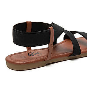 Trary Flat Sandals - Open Toe Cute Elastic Sandals for Women BLACK 08