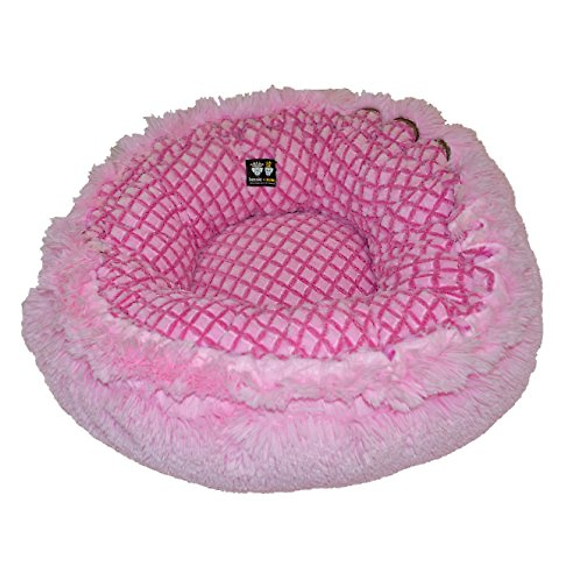 Bessie and Barnie Pink It Fence/Bubble Gum Luxury Shag Ultra Plush Faux Fur Bagelette Pet/Dog Bed (Multiple Sizes)