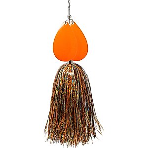 Tooth Shield Tackle Chubby Musky Bucktail (Hot Crawfish / Crayfish) Muskie Pike Double 9 Inline Spinner Musky Lures Baits Tackle