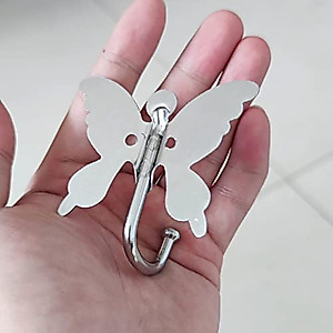 AOLZUNK 5 Set Butterfly Shape Single Hook, Clothes Hooks, Cap Hooks, Key Hooks, Hanger Hooks for Robe Towel Coat Hooks in Bathroom Kitchen Sticky Hooks