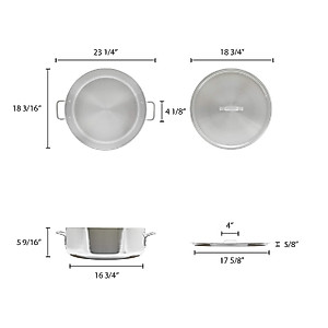 Restaurant Essentials 24 quart Aluminum brazier pot & lid mirror finish, comes in each