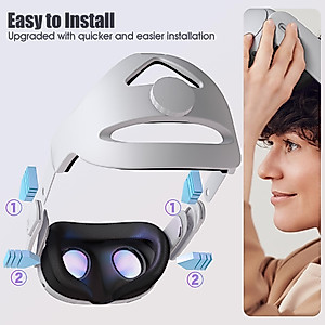Orzero Head Strap Compatible for Quest 3 / Quest 2 Accessories with Head Cushion, Comfortable Protective Reduce Pressure - White