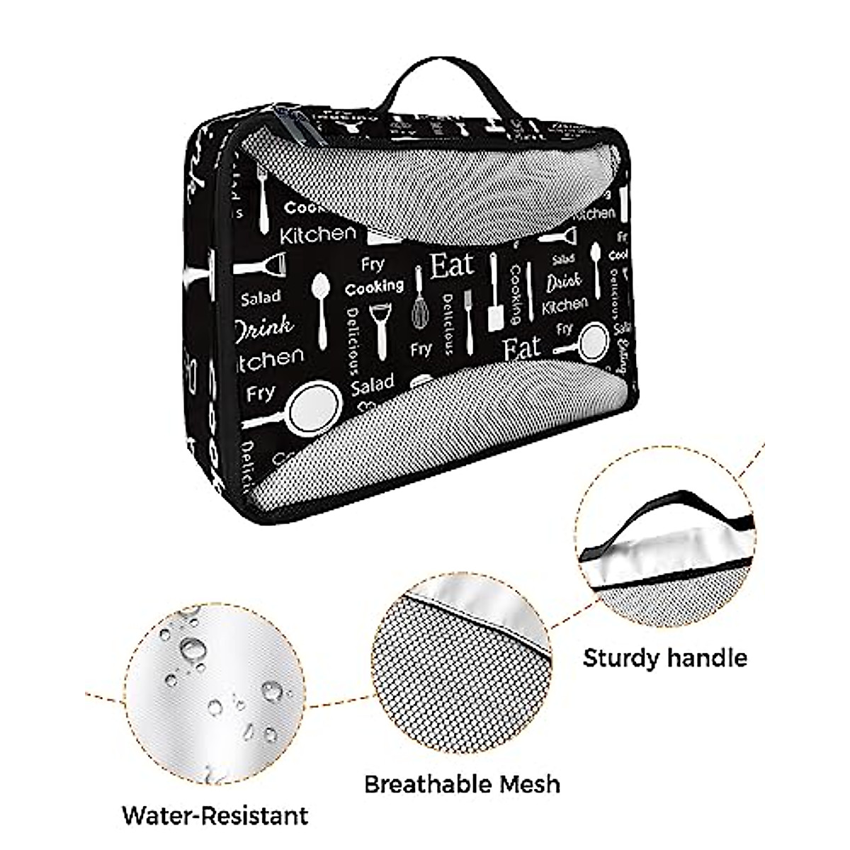 Packing Cubes Set of 4 Minimalist Utensils Travel Bags Organizer for Luggage Pots Pans Spoon Travel Essentials Accessories Cubes for Carry on Suitcases