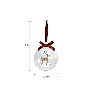 Rae Dunn Christmas Ornaments - Set of 12 Clear Glass Balls with Cute Holiday Designs - 60mm / 2.36 Inch Hanging Decorations for Xmas Tree