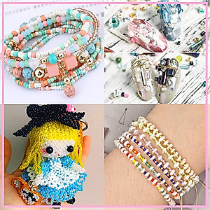 Yholin Glass Seed Beads Started Kit, 12000pcs 2mm 12/0 Small Craft Beads with Beading Needle,Tweezers and Elastic String for DIY Bracelet Necklace Jewelry Making Supplies