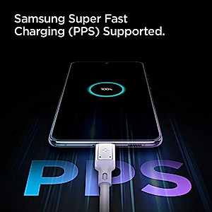 USB C Charger, Spigen [GaN Fast] 45W PD 25W PPS Super Fast Charge Type C for Galaxy S23 Ultra S22 S21 Plus FE Z Fold Flip 4 3 S20 Note 20 Pixel 6 Pro Tab S7 iPad (Cable Included/Foldable Plug)