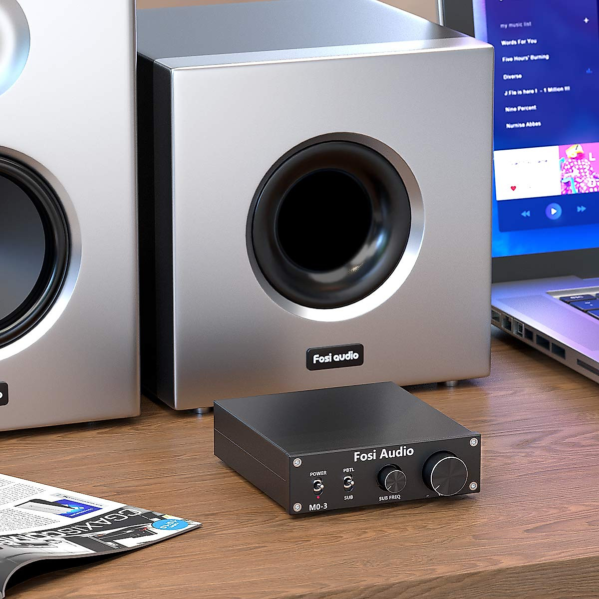 Fosi Audio M03 200 Watt TPA3255 Subwoofer Amplifier Mini Mono Channel Audio Power Amp for Home Theater Full-Frequency and SUB Bass Switchable with 32V/5A Power Supply