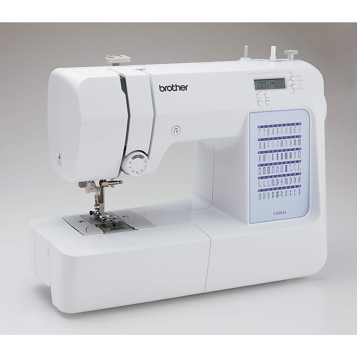 Brother CS5055 Computerized Sewing Machine, 60 Built-in Stitches, LCD Display, 7 Included Feet, White