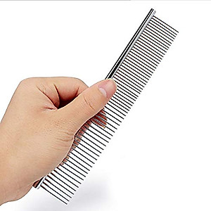 Pet Steel Comb Stainless Steel Grooming Comb with Rounded Ends Steel Combs for Dog Cat Steel Greyhound Comb Stainless Steel Cats Teeth Comb Professional Grooming Tool for Long and Short Haired Dogs