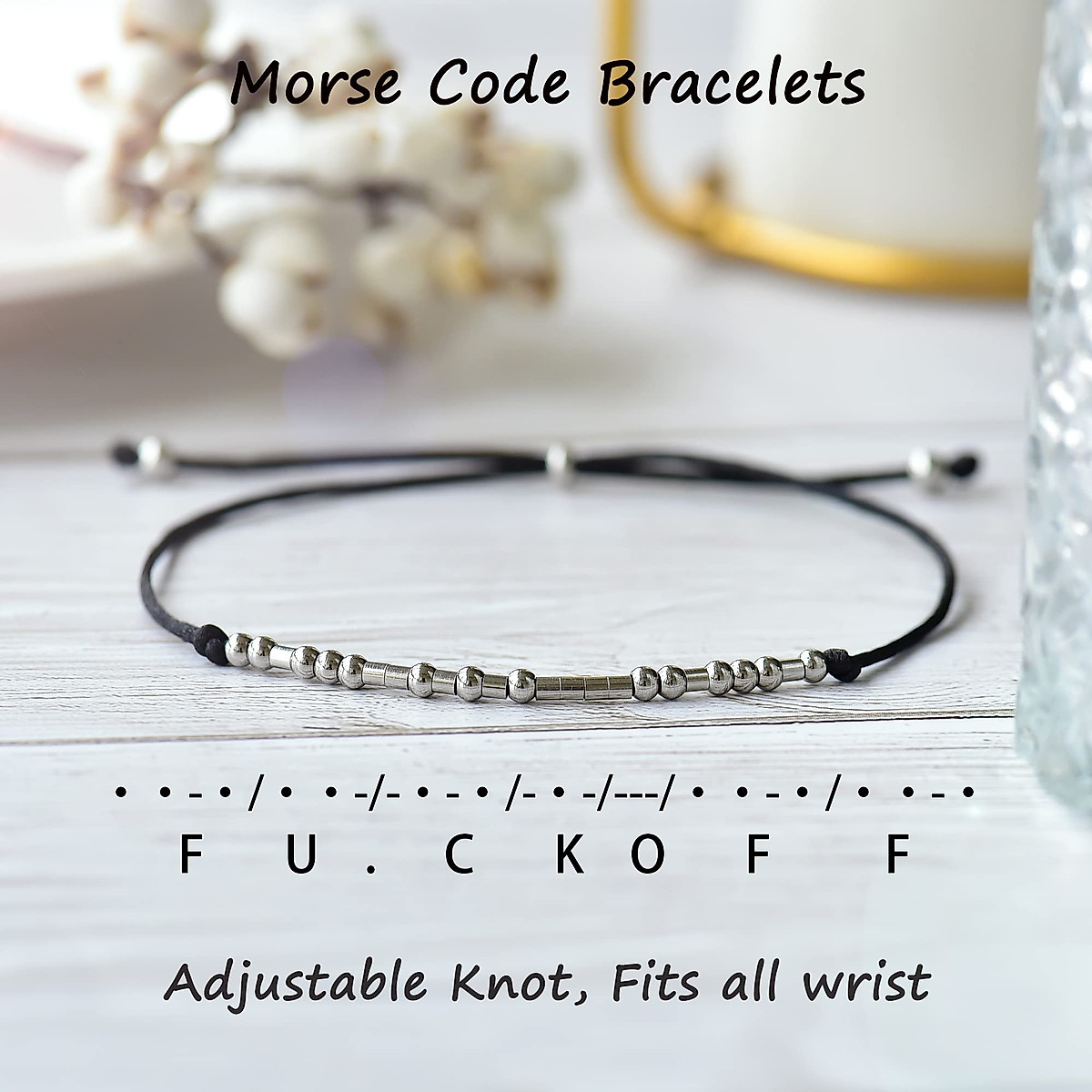 Tarsus White Elephant Gifts, Morse Code Bracelets Jewelry Gifts for Women Men Best Friend