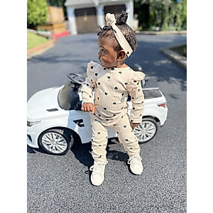 Fullfamous Infant Baby Girl Clothes Outfits,Fall Winter Romper Christmas Clothing Set 3-6 months Ecru Heart