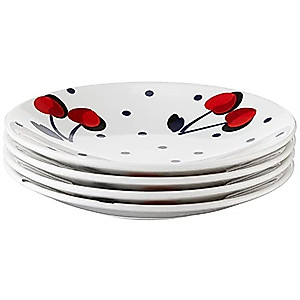 Kate Spade Vintage Cherry Dot 4-Piece Tidbit Plate Set, 1.75 LB, Red