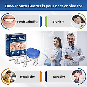 DAVV Mouth Guard for Clenching Teeth at Night, Upgraded Night Guards for Teeth Grinding, Professional Mouth Guard for Grinding Teeth, Stops Bruxism and Teeth Clenching with Travel Hygiene Case (4)