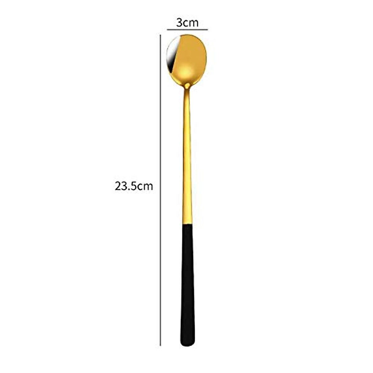 MBBITL 6-Pack Black Gold 9" Ice Coffee Spoon Iced Teaspoon for Mixing Cocktail Stirring Tea Milkshake Cold Drink Stainless Steel