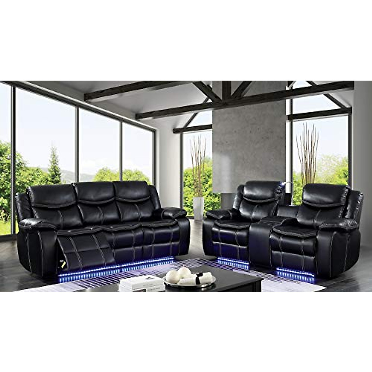 247SHOPATHOME Cadell Reclining Loveseat, Black