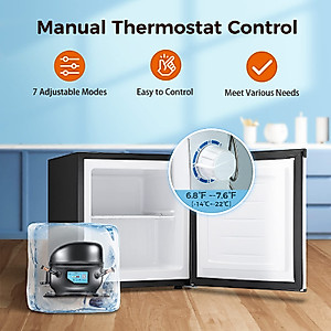 Kismile Mini Freezer,1.1 Cu.ft Upright Freezer with Reversible Single Door,Removable Shelves,Small Freezer with Adjustable Thermostat for Home/Kitchen/Office (Stainless Steel)