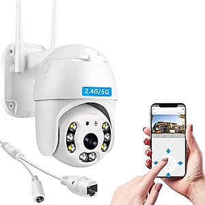 Sunrain Wireless 5G Outdoor Security Camera, HD 1080P Waterproof Surveillance Camera with Motion Detection PTZ Speed Dome Night Vision 2-Way Audio,Support Dual Band 2.4G/5G WiFi