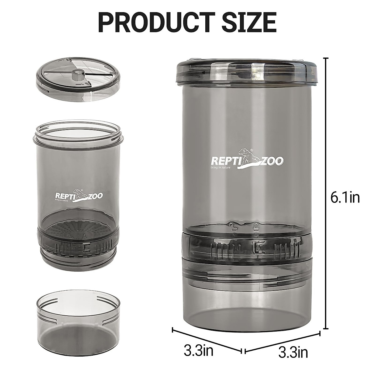 REPTI ZOO Reptile Cricket Powder Mixer, Insect Calcium Mixer, Cricket Nutrients Shaker for Gecko Snake Lizards, Feed Dispenser for Reptile & Amphibians | Terrarium Tank Accessories