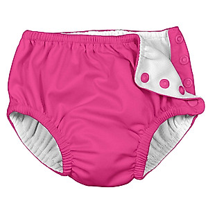 i Play by Green Sprouts Girls Reusable Absorbent Toddler Swim Diapers - Swimming Suit Bottom | No Other Diaper Necessary Hot Pink 4T