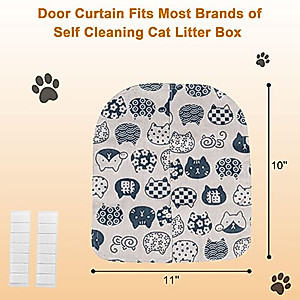 Ligebul Litter Box Curtain Cat Litter Box Door Flap Self Cleaning Litter Box Door Curtain Automatic Cat Litter Box Curtain (White Cat Square)