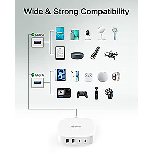 GONEO USB C Charger 30W Charging Station with Type C Ports USB C Charger Block 6ft Power Cord USB C Wall Charger for Multiple Devices for iPhone 14, Galaxy, iPad,Tablets Smartphones