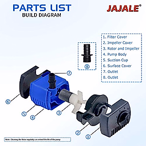 JAJALE 66 GPH Submersible Water Pump Ultra Quiet For Pond,Aquarium,Fish Tank,Fountain,Hydroponics