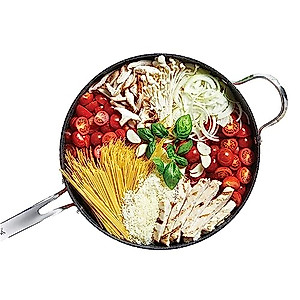 THE ROCK by Starfrit 11" Deep Fry Pan with Glass Lid and Stainless Steel Handles, Black