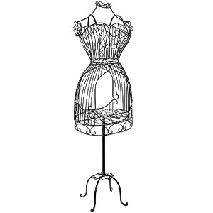 MyGift Vintage Style Black Metal Adjustable Dress Form Mannequin for Women, Garment Rack Form Fitting Dress Display Stand