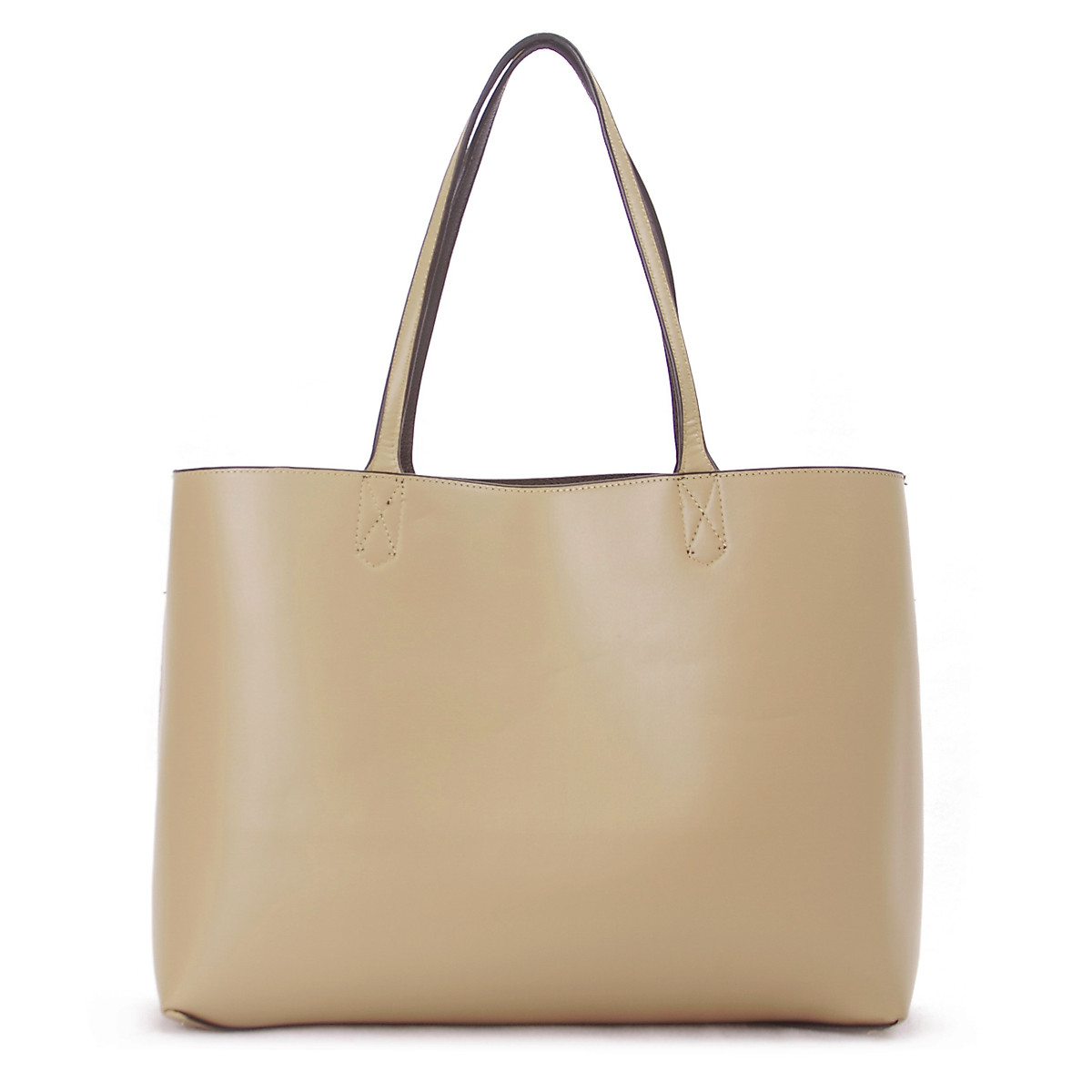 Overbrooke Reversible Tote Bag, Black & Sand - Premium Vegan Leather Womens Shoulder Tote