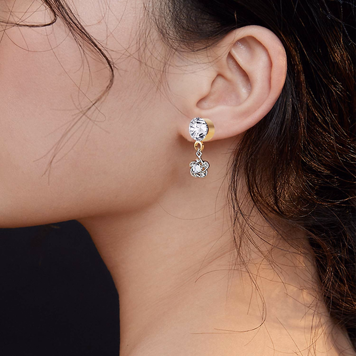 100pcs 5mm Rhinestone Earring Studs Hypoallergenic Earrings Posts with Loop and 100pcs Butterfly Earring Backs for DIY Earring Jewelry Making Supplies