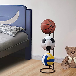 APLRIC Basketball Ball Storage Rack, 3 Tier Cube Ball Storage Holder, Garage Sports Organizer,Indoor Removable Vertical Display Stand for Basketball Football Volleyball